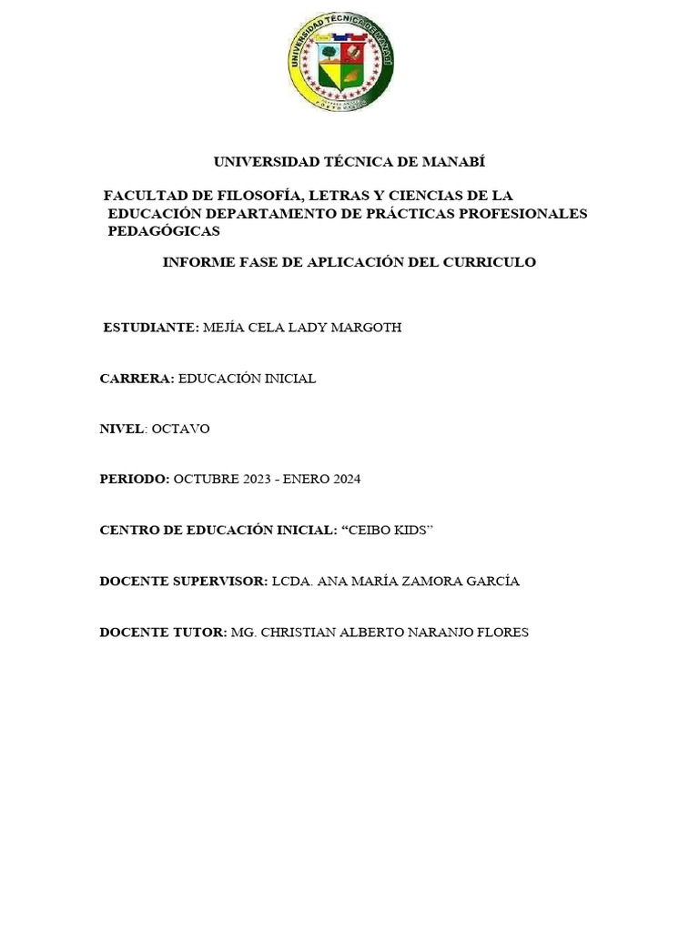 Informefinal | PDF | Educación de la primera infancia | Aprendizaje