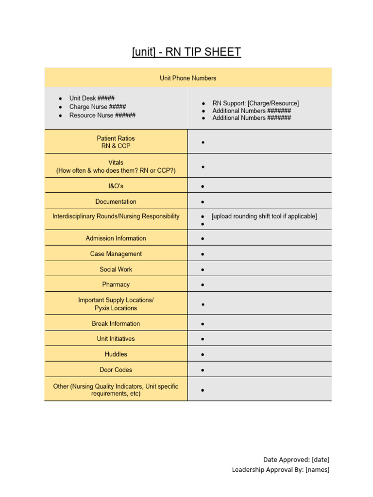 UCLA Unit Specific RN Tip Sheet Template 2021 | PDF | Business ...