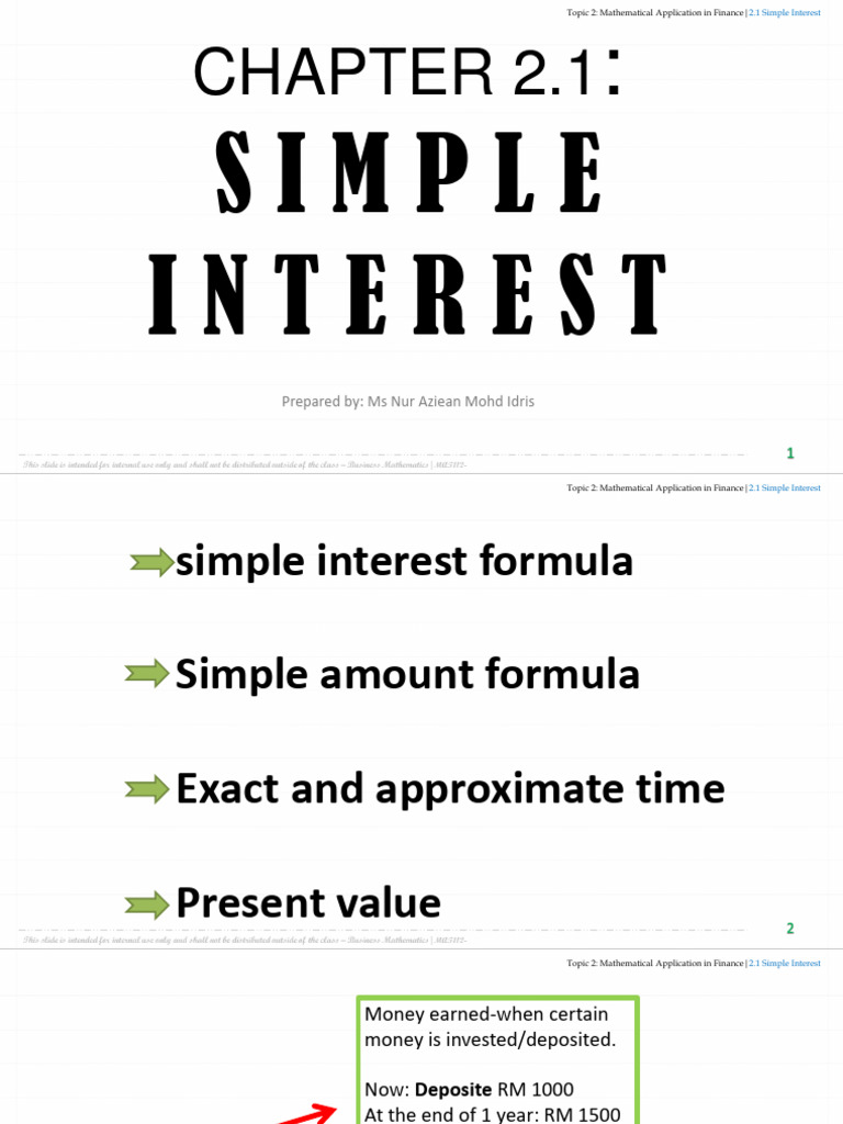 Simple Interest - Lecture (Slide) | PDF | Interest | Present Value