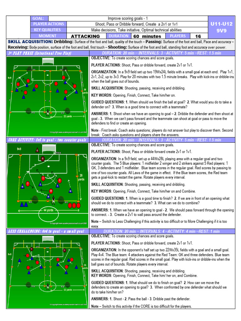 U12 Score Goals | PDF | Forward (Association Football) | Athletic Sports