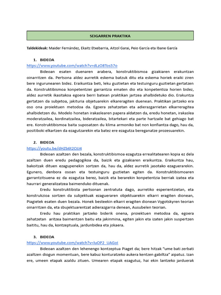 Seigarren Praktika | PDF