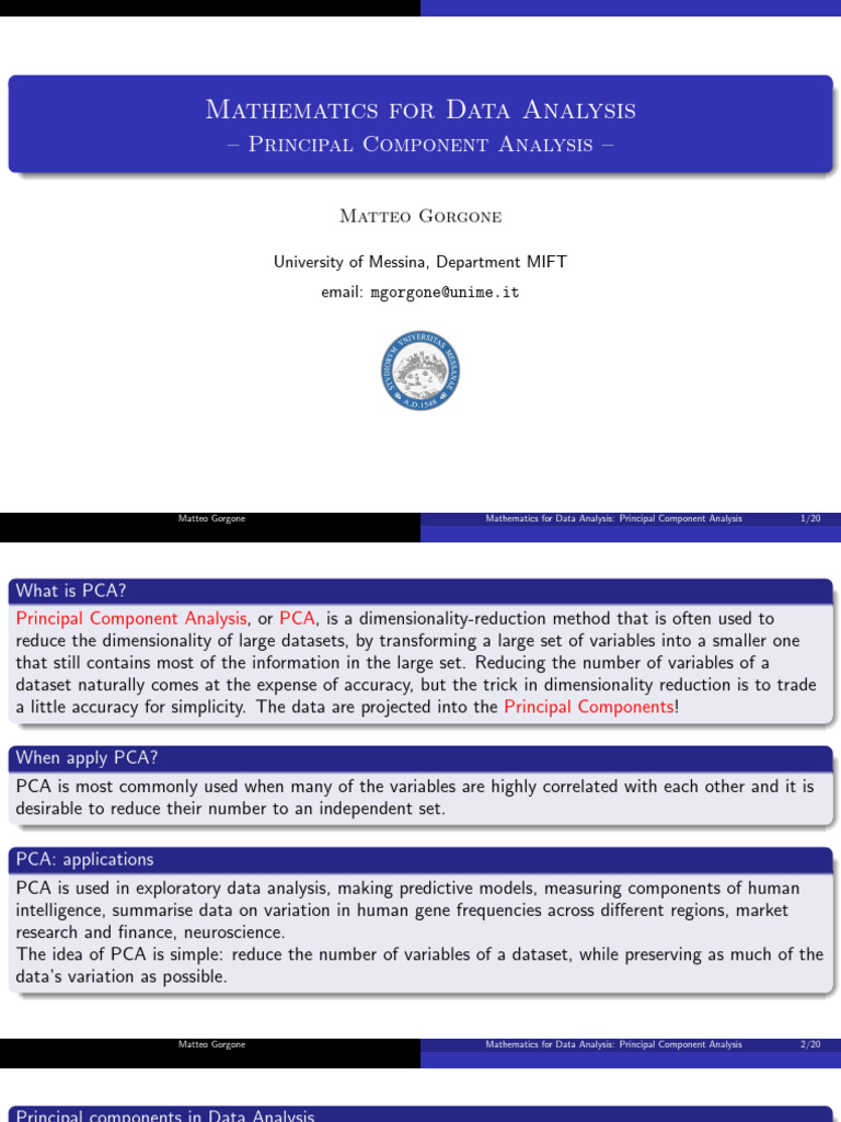 MDA PrincipalComponentAnalysis | PDF | Principal Component Analysis | Eigenvalues And Eigenvectors