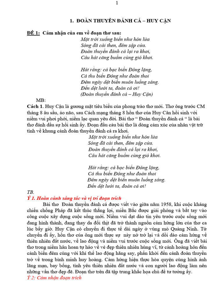 GV ĐOÀN THUYỀN ĐÁNH CÁ 1 | PDF