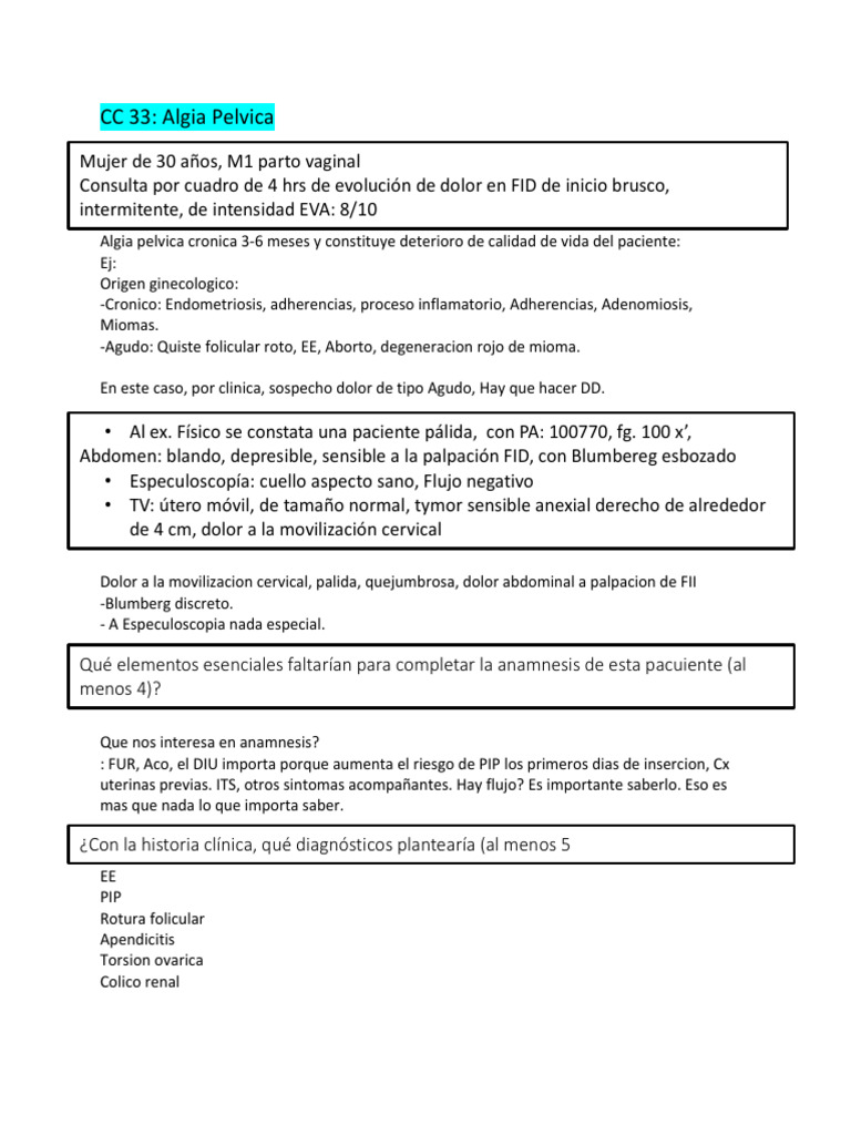 Algia Pélvica | PDF | Especialidades Medicas | Medicina CLINICA