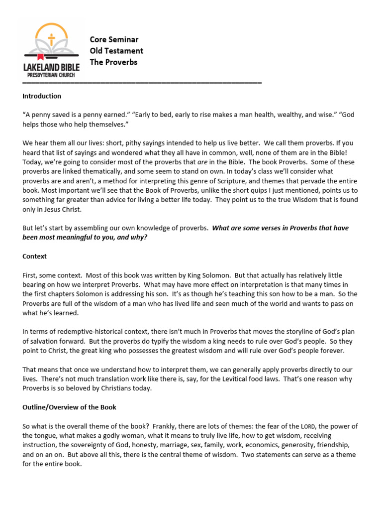 Proverbs - Manuscript (LBPC) | PDF | Book Of Proverbs | Wisdom