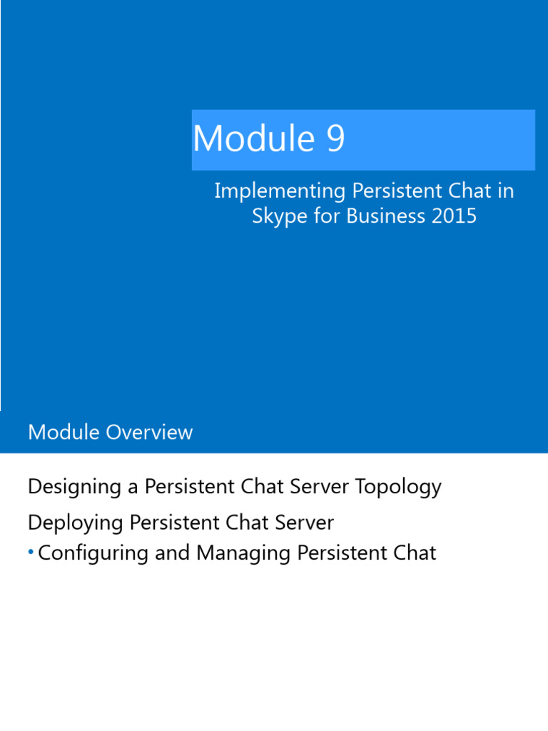 Implementing Persistent Chat in Skype For Business 2015 | PDF | Server (Computing) | Online Chat