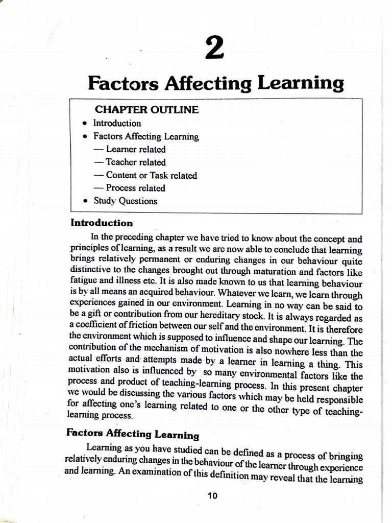 Factors Affecting Learning | PDF | Learning | Teachers