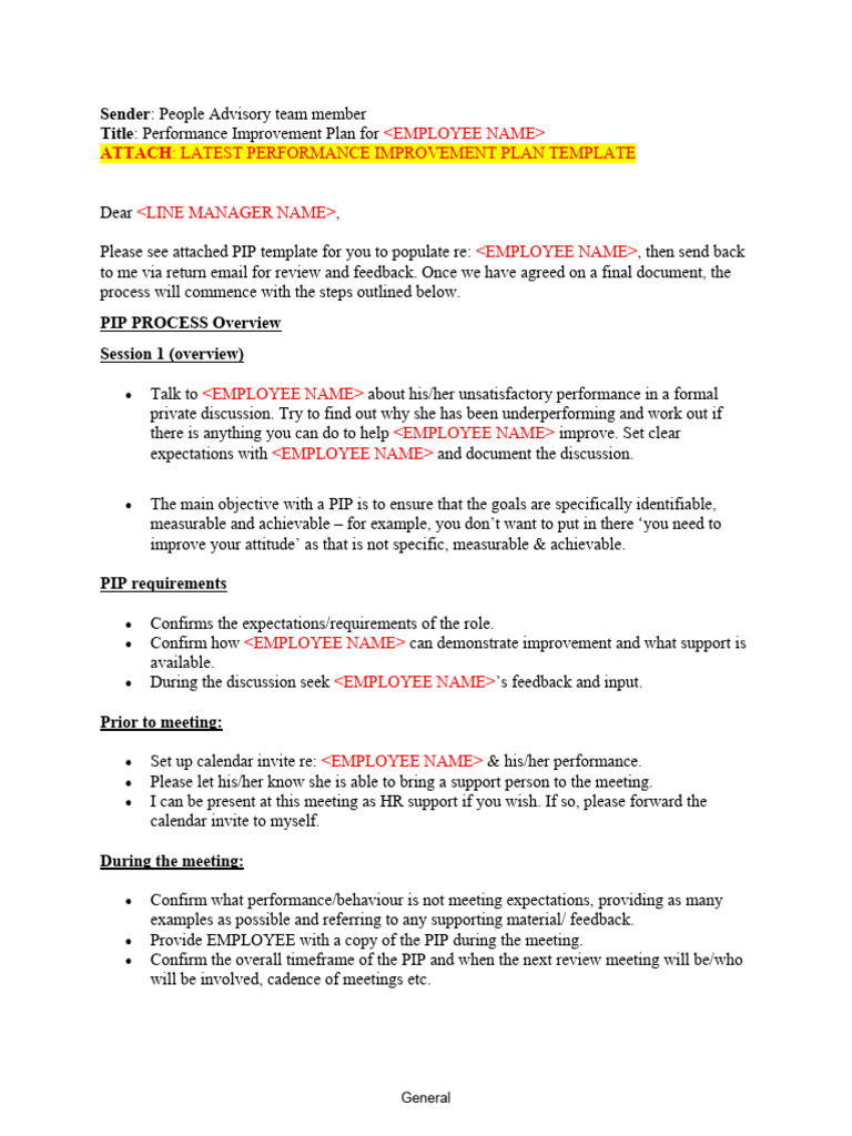 Performance Improvement Plan Template | PDF | Business