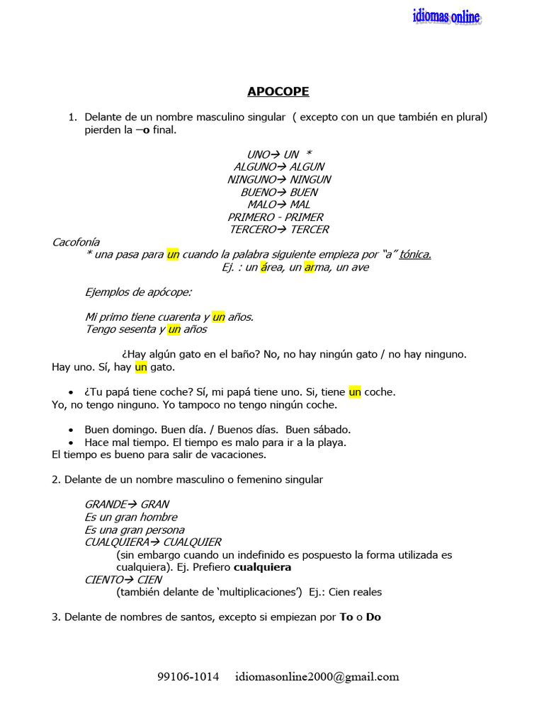 2 Apócope | PDF | Adjetivo | Lingüística