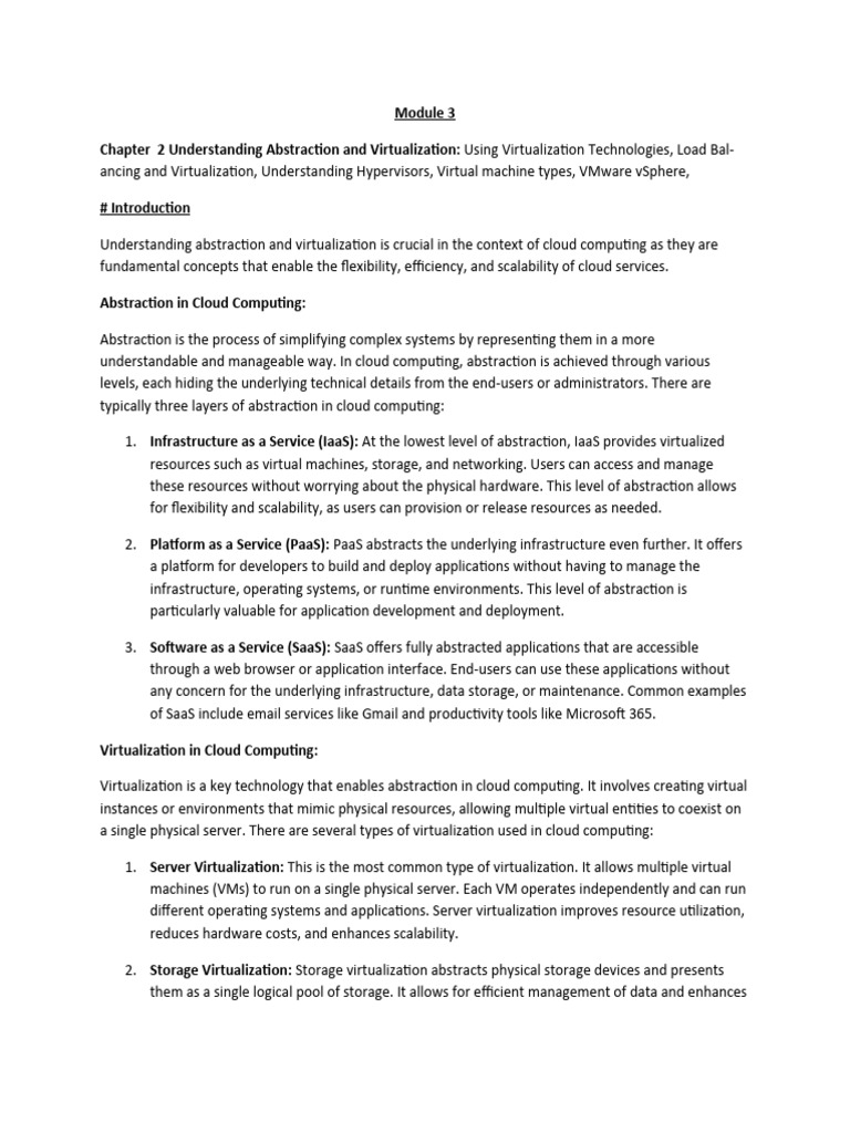 Module 3 Ch2 Notes | PDF | Virtualization | Cloud Computing