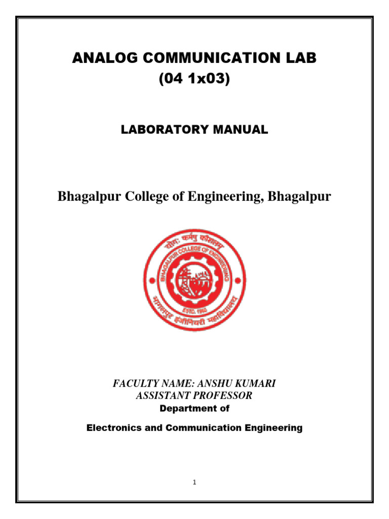 Analog Communication Lab Manual | PDF | Modulation | Frequency Modulation