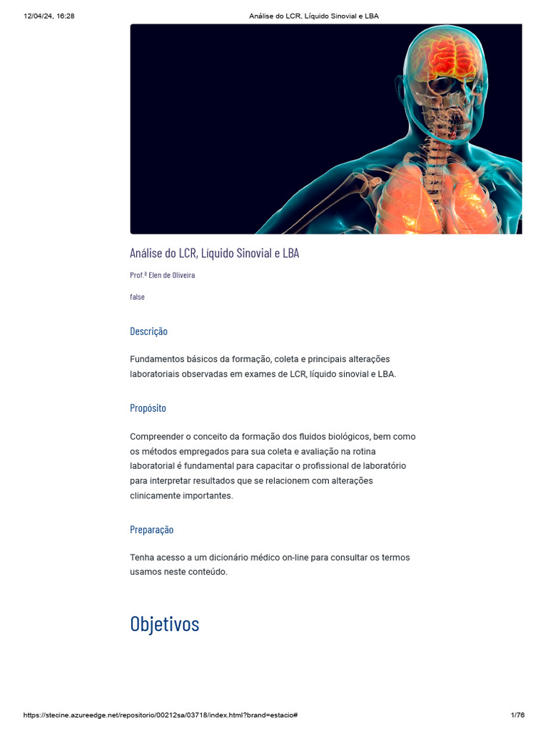 Análise Do LCR, Líquido Sinovial e LBA | PDF | Líquido ...