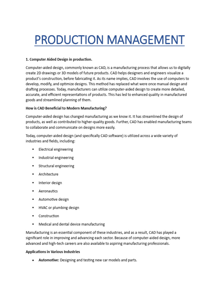 Production Management | PDF | Computer Aided Design | Supply Chain