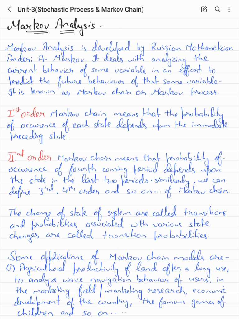 Unit-3(Stochastic Process & Markov Chain) | PDF