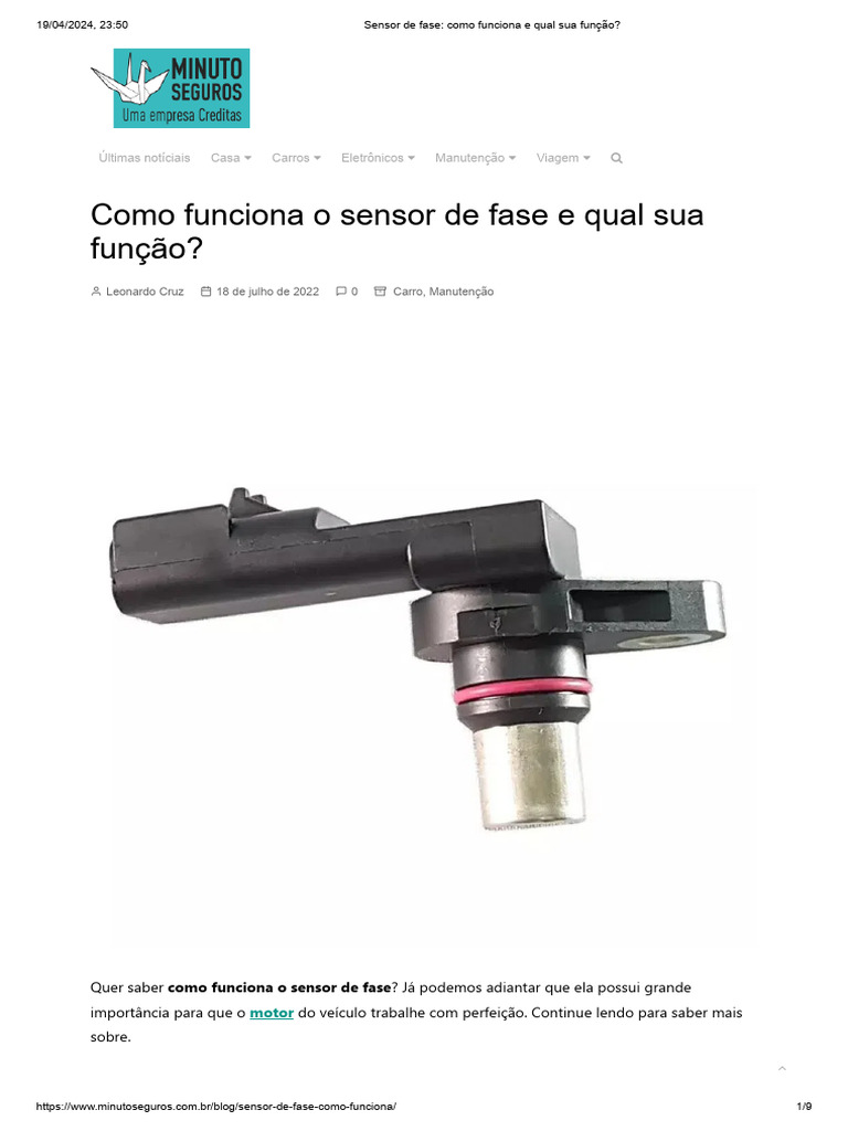 Função e funcionamento do sensor de fase | PDF | Motores