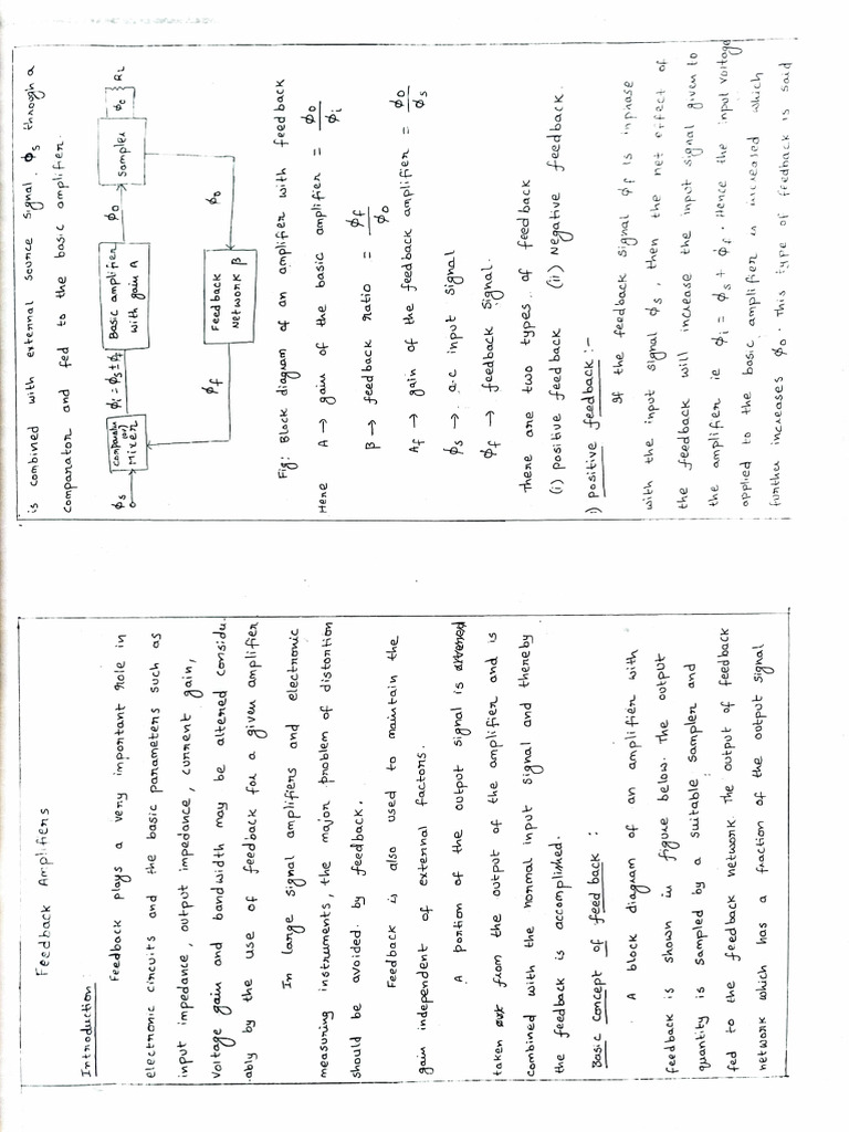 Feedback Amplifier Notes Pdf