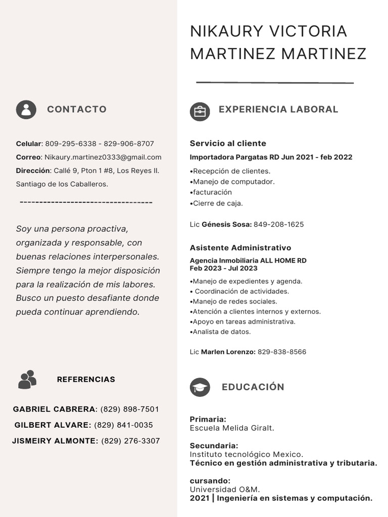 Curriculum Vitae Nikaury Victoria Martinez | PDF