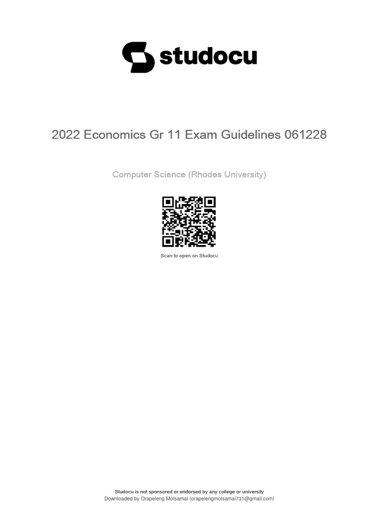Grade 11 Economics Exam Guide 2022 | PDF | Thought | Knowledge