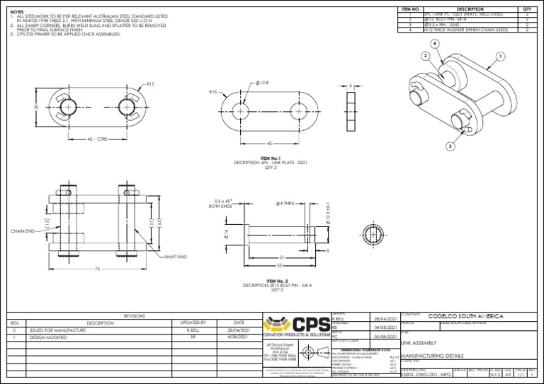 E3002-DWG-001-Link Assembly MFG Rev 1 | PDF | Building Materials ...
