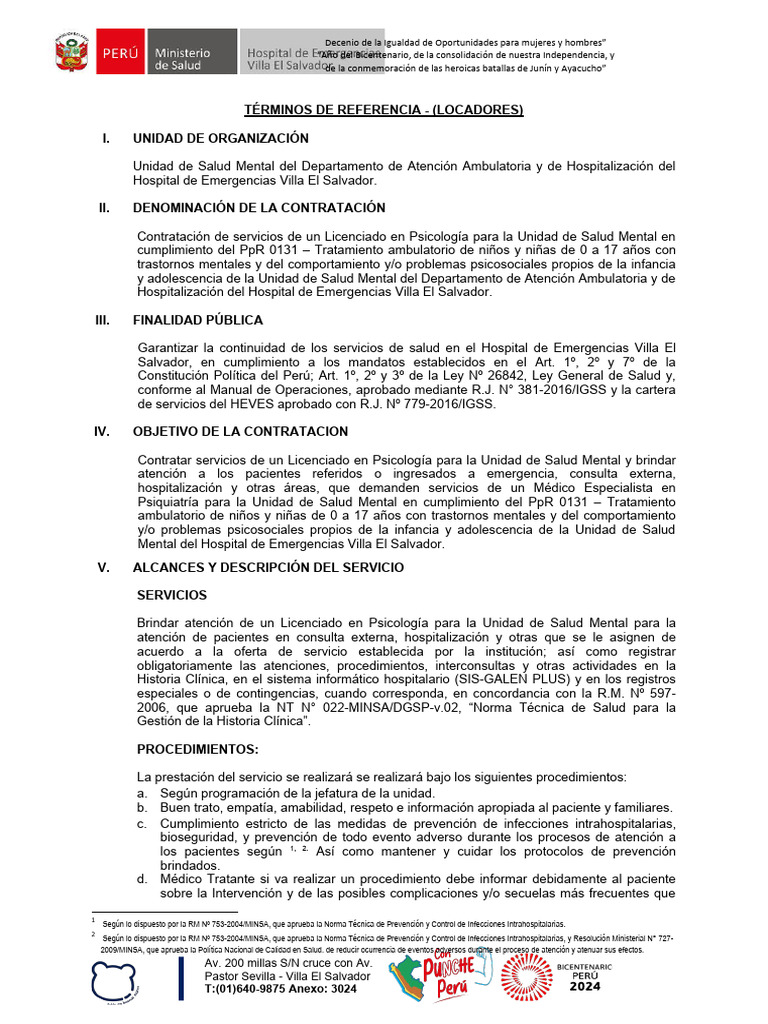 TDR 2024 Psicologo | PDF | Hospital | Infección adquirida en el hospital