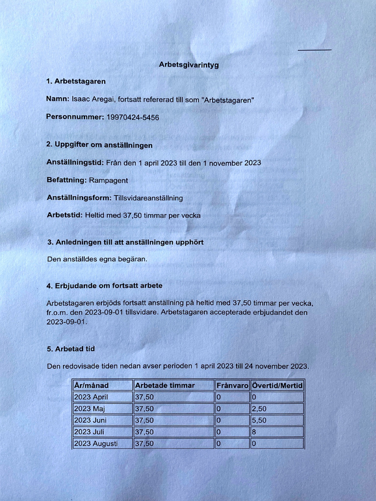 ArbetsgivarintygGrafai Fel | PDF