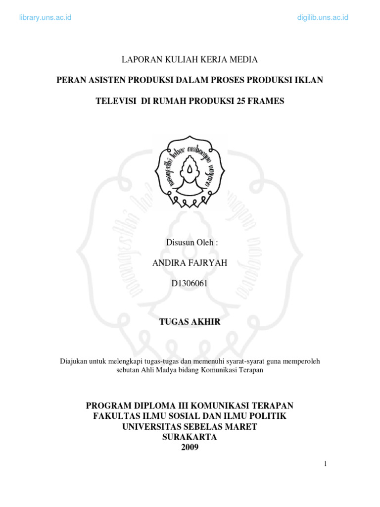 Peran Asisten Produksi Dalam Proses Produksi Iklan Televisi Di Rumah ...