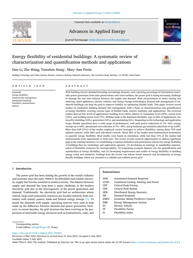 Energy Flexibility of Residential Buildings | PDF | Electrical Grid ...