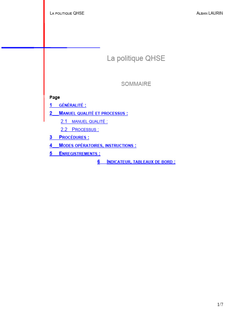 Politique QHSE : Guide et Exemples | PDF | Management de la qualité ...