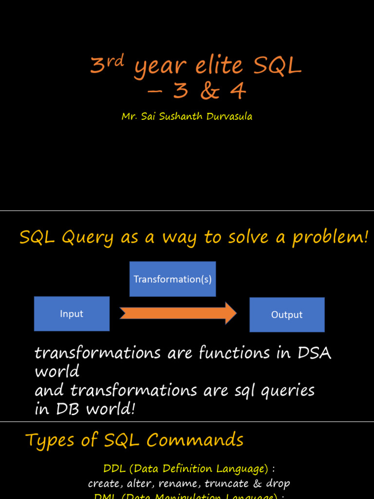 3rd Year Elite SQL 3&4 | PDF | Computing | Data Model