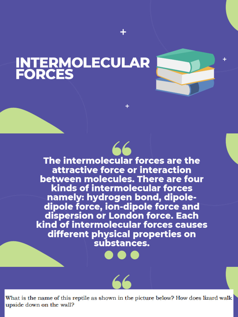 Lesson 3 Intermolecular Forces | PDF | Intermolecular Force | Chemical Bond