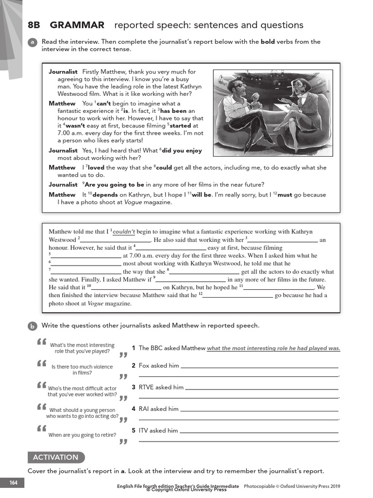 B1 08B ReportedSpeech Ex | PDF | Languages | Foreign Language Studies