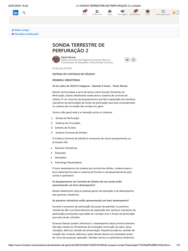 Sonda Terrestre de Perfuração 2 - Linkedin | PDF | Desperdício | Poço ...