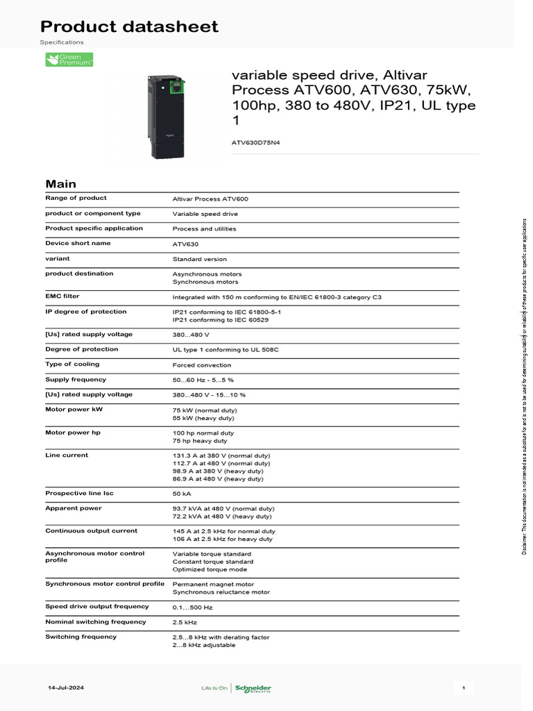 Schneider Electric - Altivar-Process-ATV600 - ATV630D75N4 | PDF ...