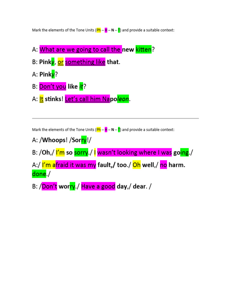 Tone Units - Practice | PDF