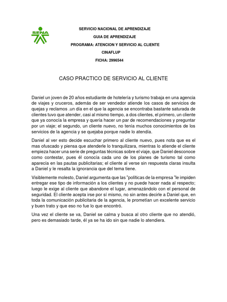 Caso practico de servicio al cliente | PDF | Servicio al Cliente | Business