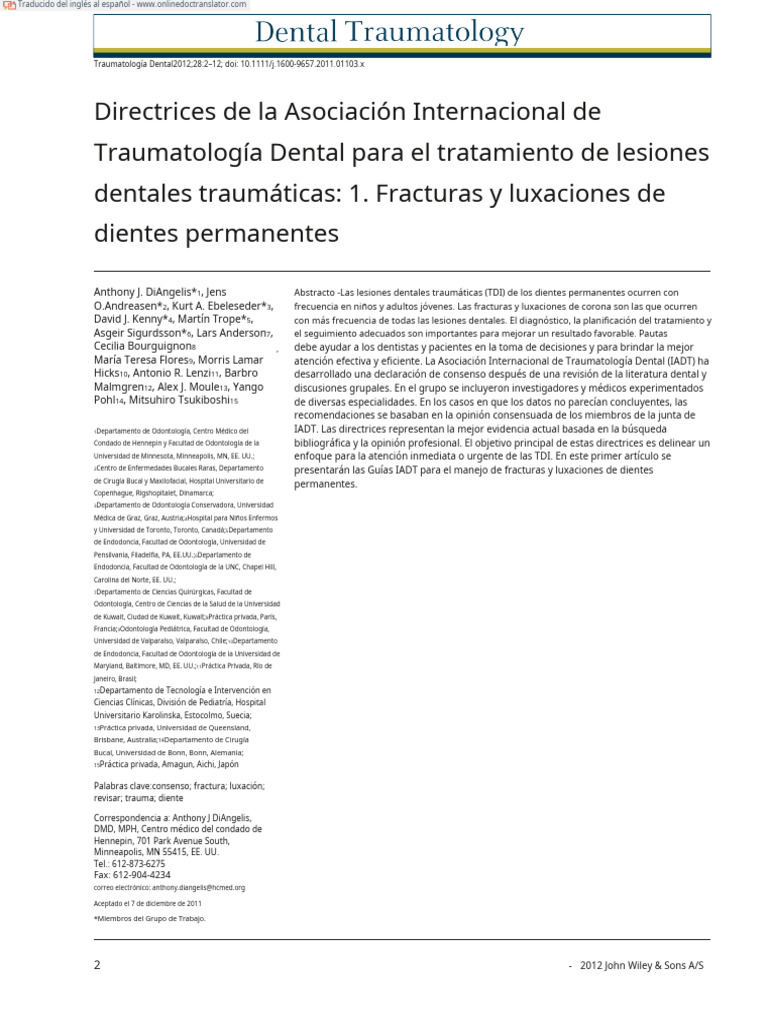 Dental Traumatology - 2012 - DiAngelis - International Association of ...