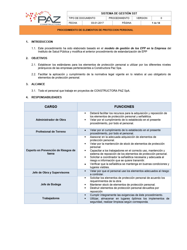 Procedimiento Epp | PDF | Business | Calidad (comercial)