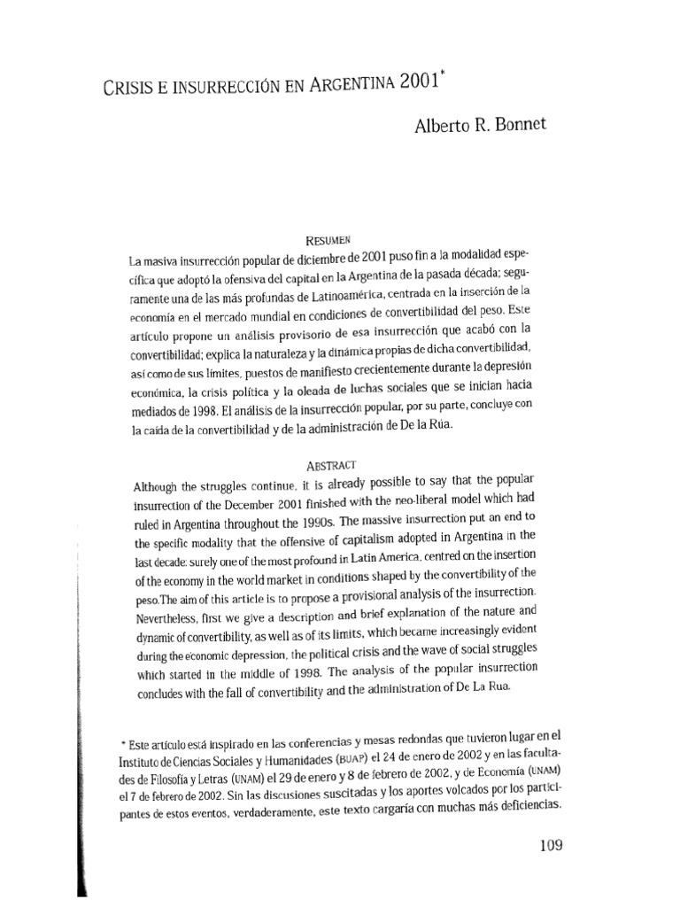 Crisis e Insurreccion en Argentina 2001 | PDF