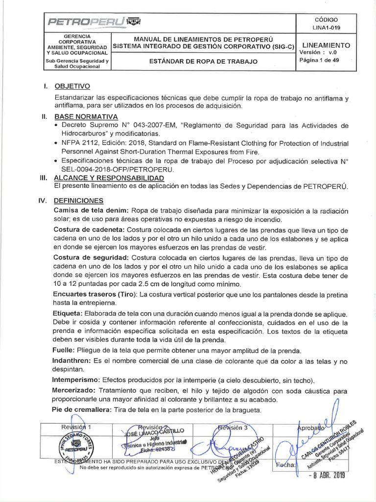 Lina1-019.v.0 - Estandar de Ropa de Trabajo | PDF