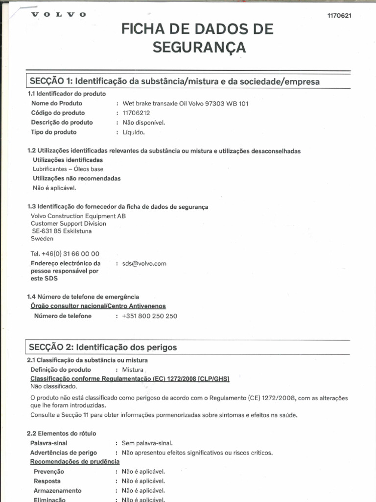 Wet Brake Transaxle Oil Volvo 97303 WB 101 | PDF