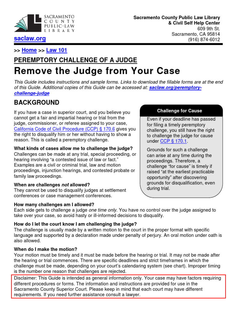Peremptory Challenge Guide for Judges | PDF | Judge | Trials