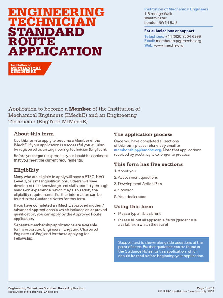 EngTech Application for IMechE Membership | PDF | Engineering | Engineer