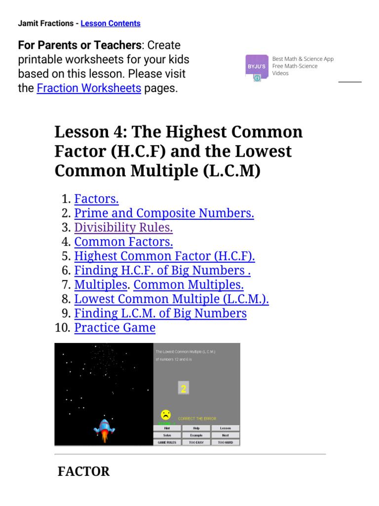 The Highest Common Factor (HCF) and The Lowest Common Multiple (LCM ...