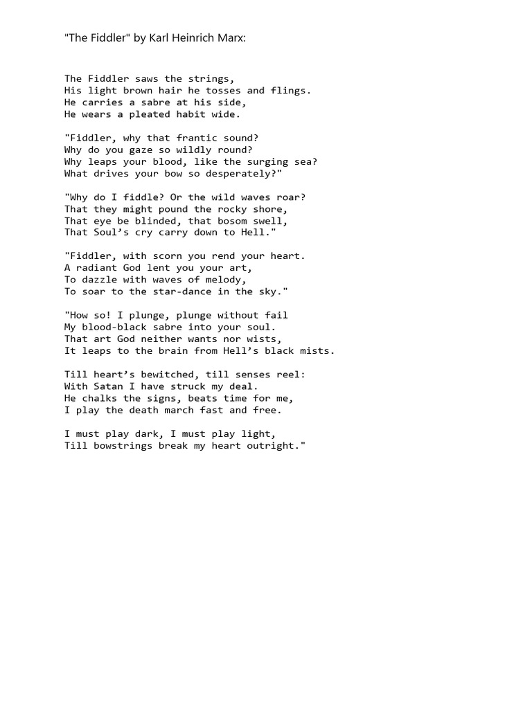 Fiddler Karl Marx | PDF | Poetry