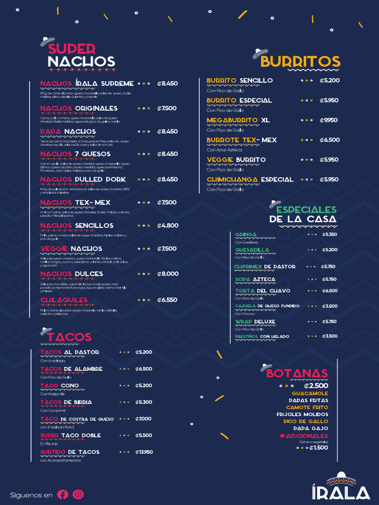 Menu Irala | PDF