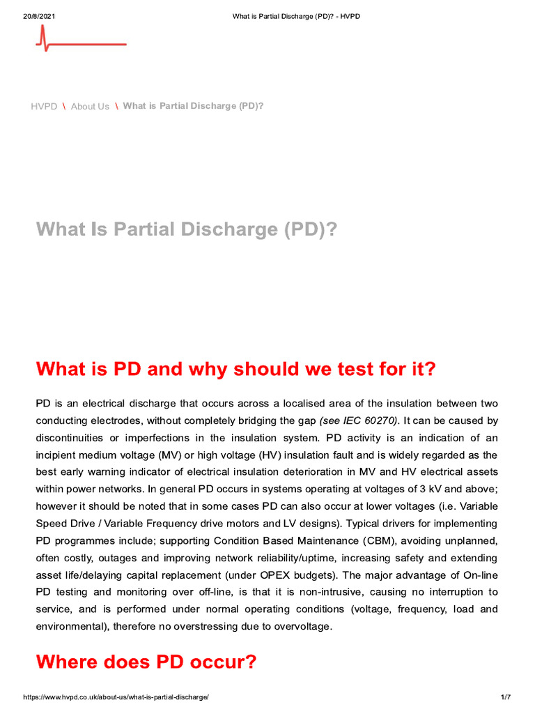 What is Partial Discharge (PD)_ - HVPD | PDF