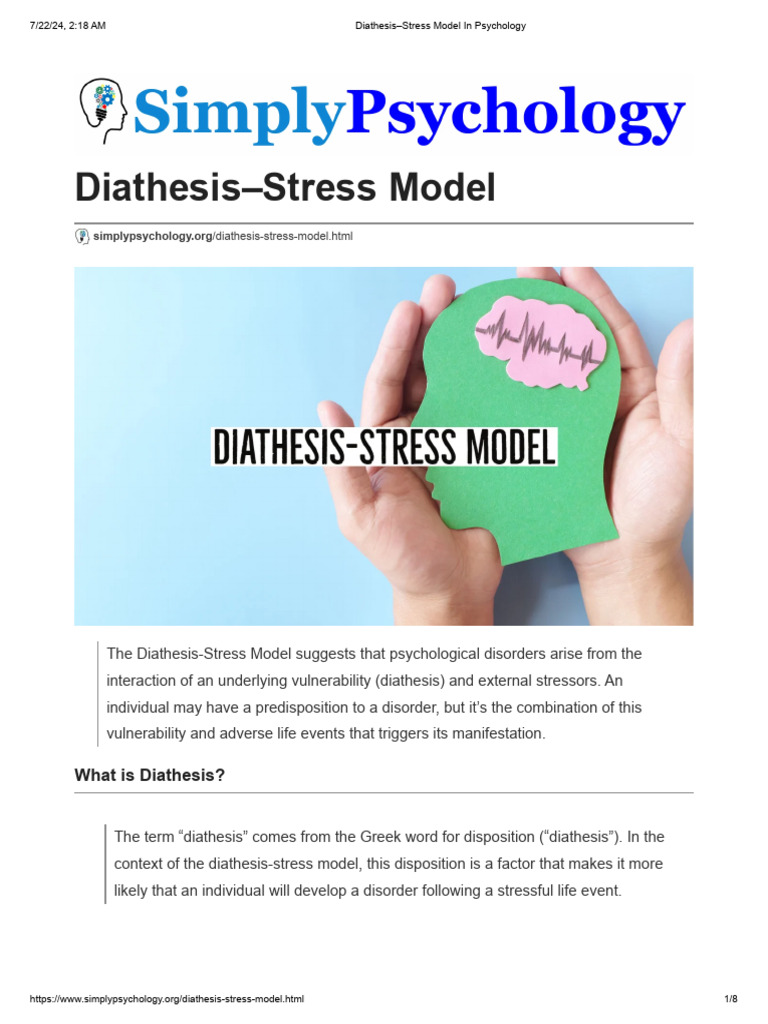 Diathesis-Stress Model in Psychology | PDF | Psychological Concepts ...