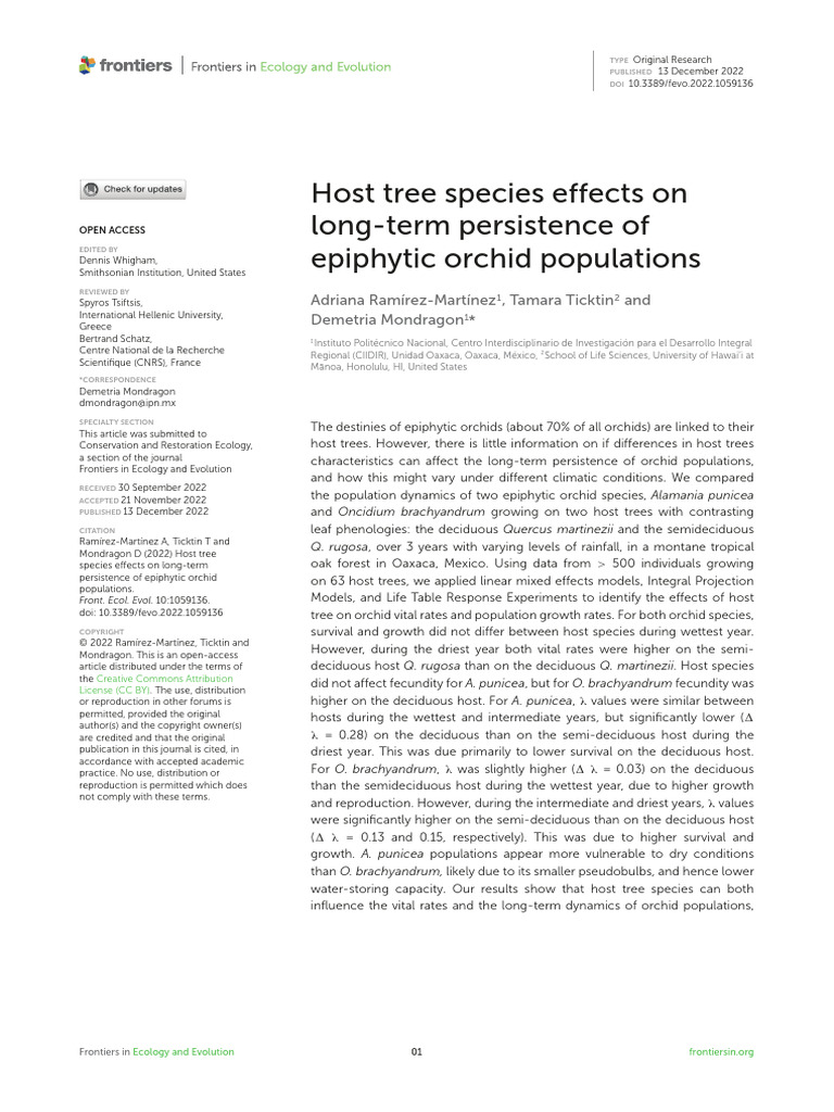 Host Trees Impact Orchid Survival Rates | PDF | Oak | Trees