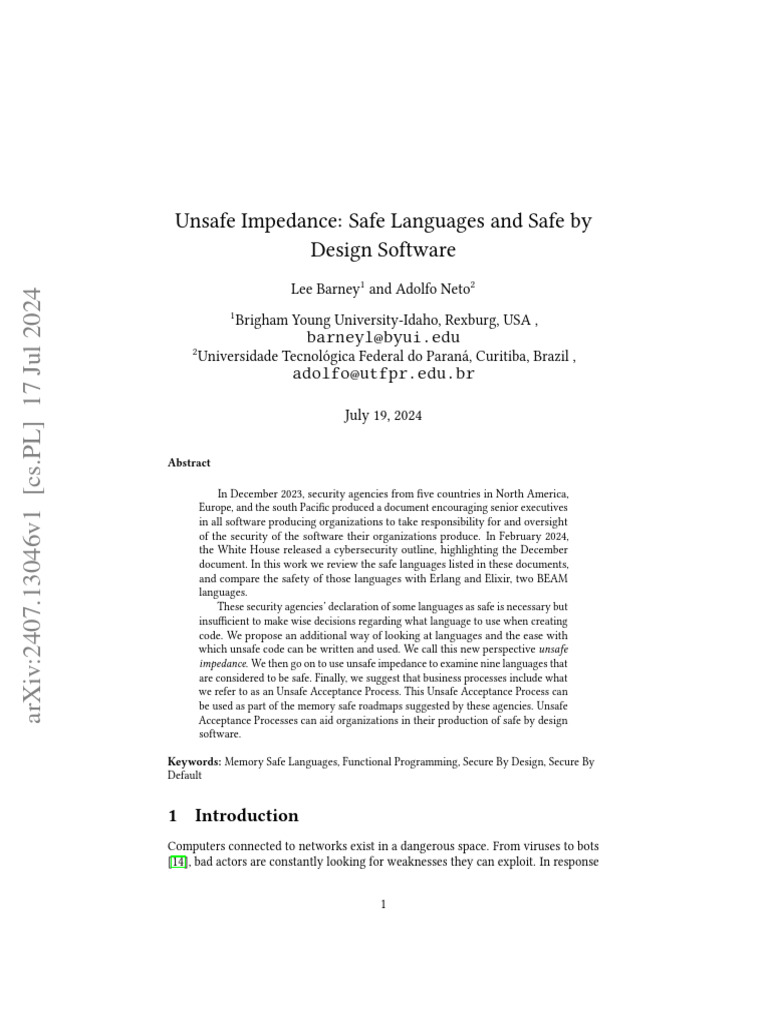 Safe Languages And Safe By Design Software Pdf Swift Programming Language Pointer