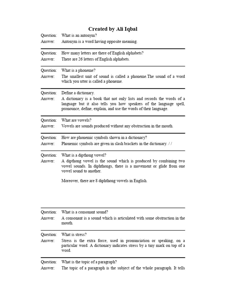 ENG101 - Final Solved Subjective | PDF | English Language | Vowel